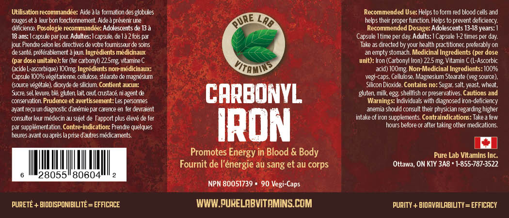 Carbonyl Iron - Helps to Prevent Iron Deficiency - Helps to form red ...